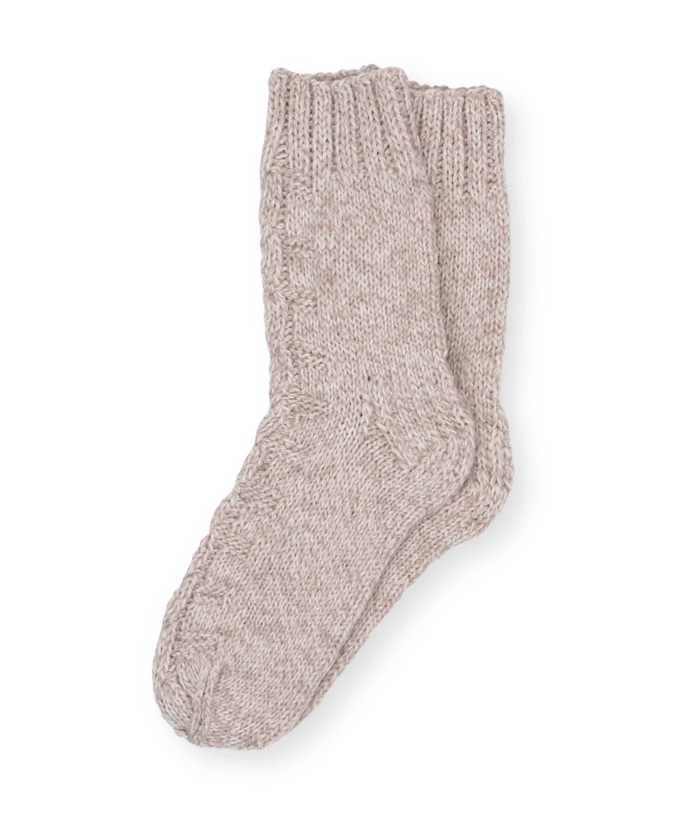 Hand-Knitted Beige Merino Wool Socks | Cosy Bed Socks